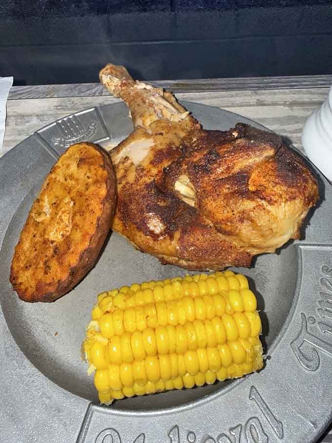 The complete medieval feast: chicken, potato, corn, and zero utensils, just like your ancestors preferred their Tuesday nights.