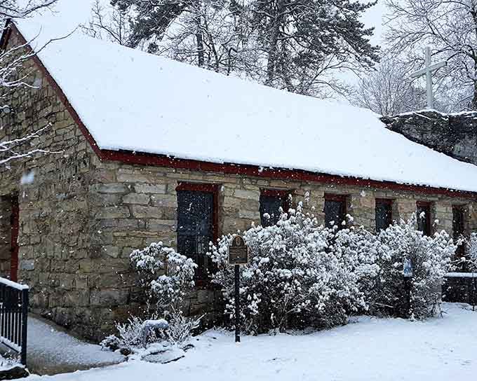 Snow-dusted stone buildings prove that winter in the mountains beats your thermostat-controlled living room any day of the week.