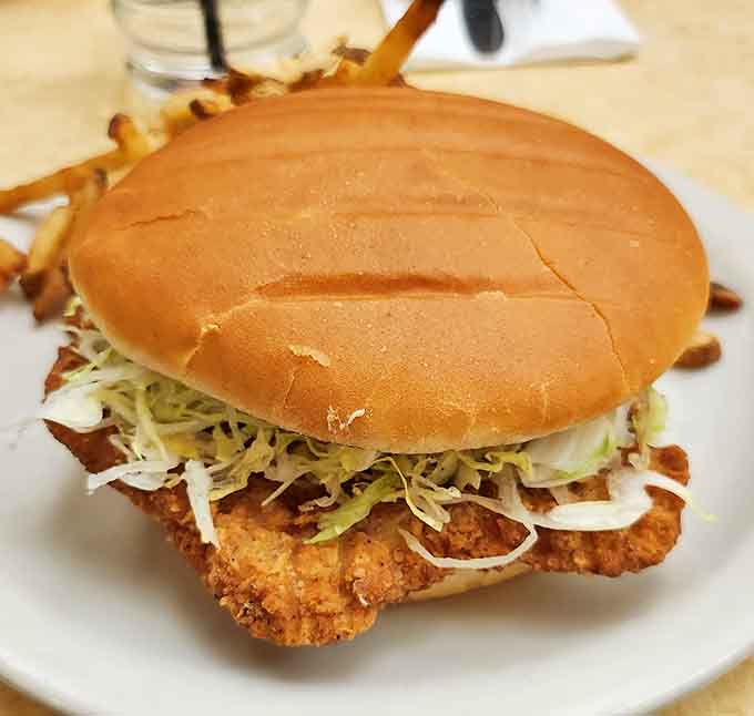 The legendary Indiana pork tenderloin sandwich, breaded and fried to crispy perfection, served with all the proper fixings it deserves.