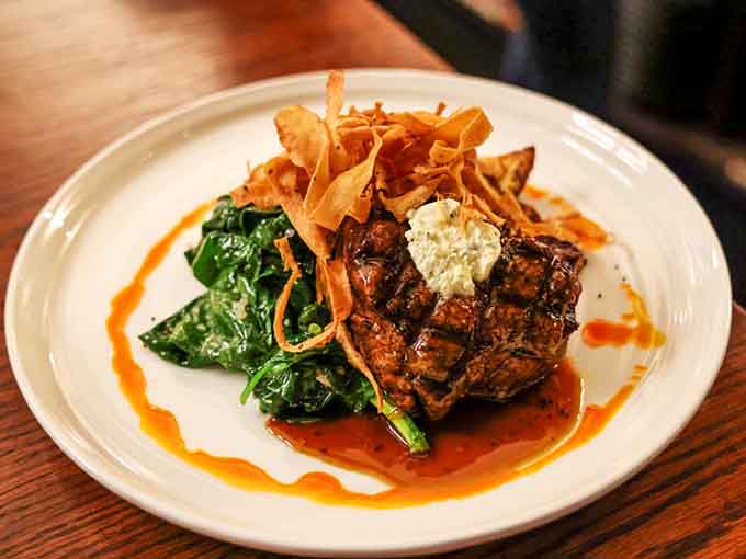 Filet mignon so tender it practically cuts itself, proving that brunch doesn't have to mean just eggs and toast.