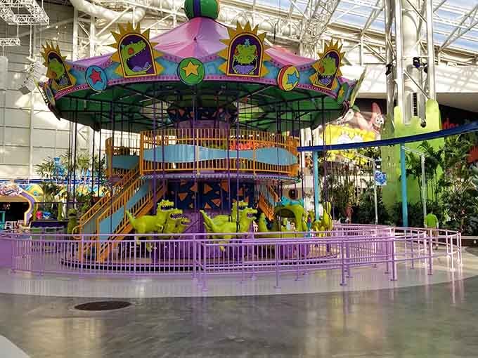 This isn't your grandmother's carousel, unless your grandmother was obsessed with a giant green dinosaur named Reptar.