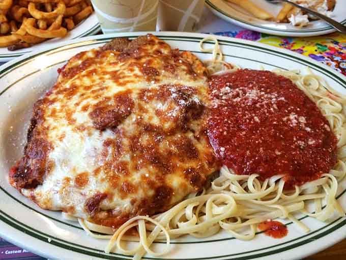 Eggplant parm so generous it could feed a small army, proving that Nick's doesn't believe in skimping on portions or cheese.