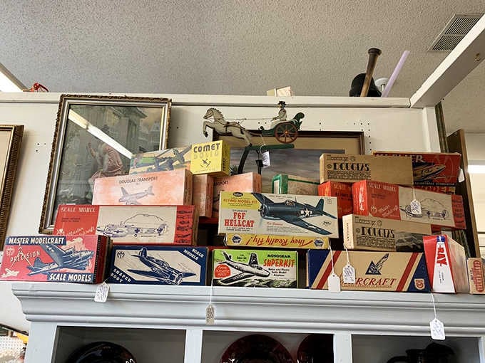 Model aircraft kits from decades past, when building things required patience, glue, and zero internet tutorials whatsoever.