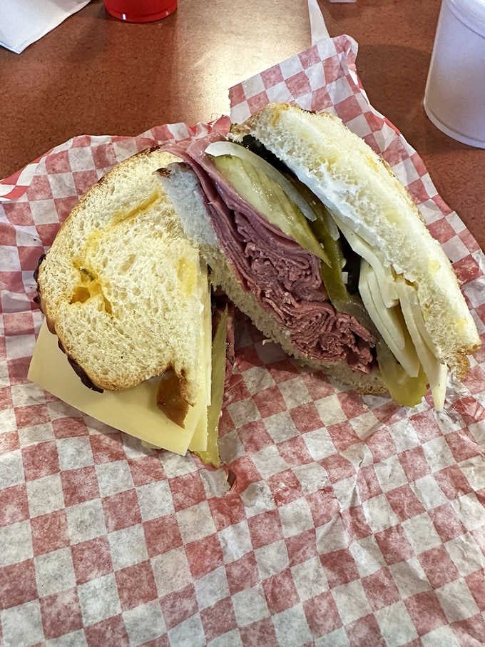 That corned beef is sliced thick enough to make a New York deli nod with respect and approval.