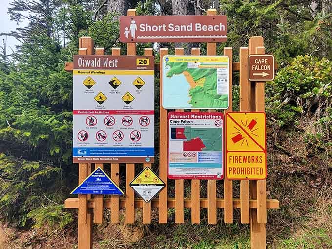 Even the trail signs here are photogenic, though the warnings are real and worth heeding, friends.