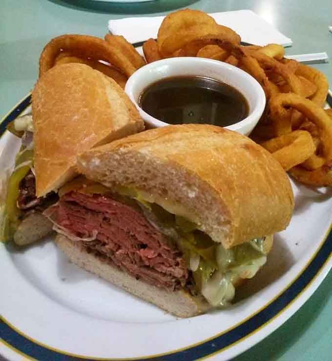 This roast beef situation requires an engineering degree and possibly a structural support team to eat properly.