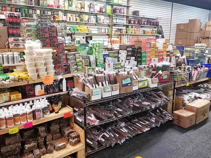 Beauty products and wellness items line the shelves like a department store without the department store prices.