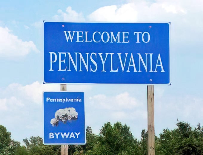 Even the byways get their own welcome sign because Pennsylvania doesn't do anything halfway.
