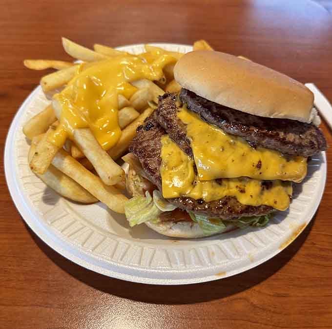 Hash browns so perfectly crispy they could teach a masterclass, paired with a sandwich built for serious appetites.