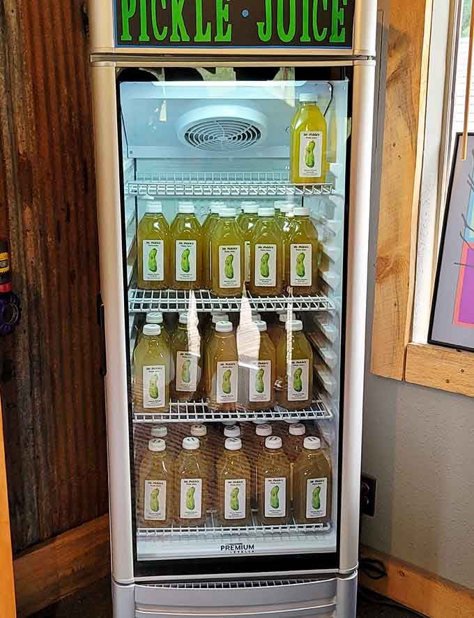 A refrigerator dedicated entirely to pickle juice is either genius or madness, and honestly, it's probably both at once.
