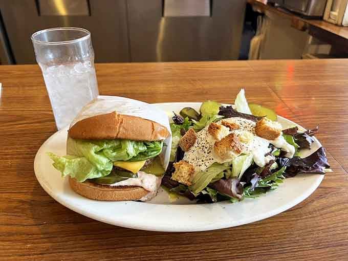 Even the salads here come with grilled chicken that could make a burger jealous, proving vegetables get respect too.