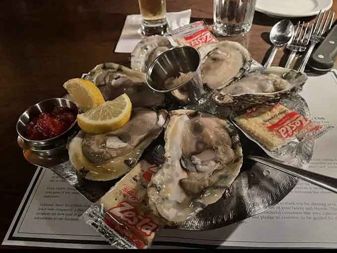 Fresh oysters on the half shell proving this landlocked steakhouse knows its way around the ocean too.