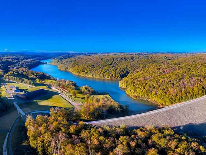 From above, the dam and lake create a view that'll make your drone-flying neighbor incredibly jealous.