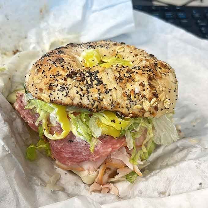 That everything bagel loaded with Italian meats and peppers proves breakfast sandwiches don't have to play by the rules.