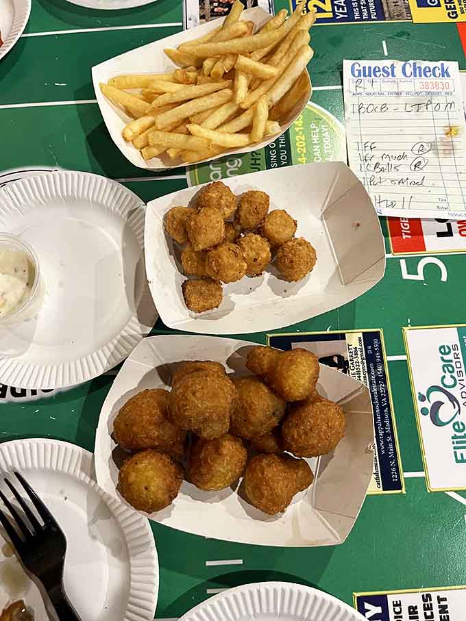 Golden fried cheese balls and crispy fries prove that comfort food doesn't need to be complicated.