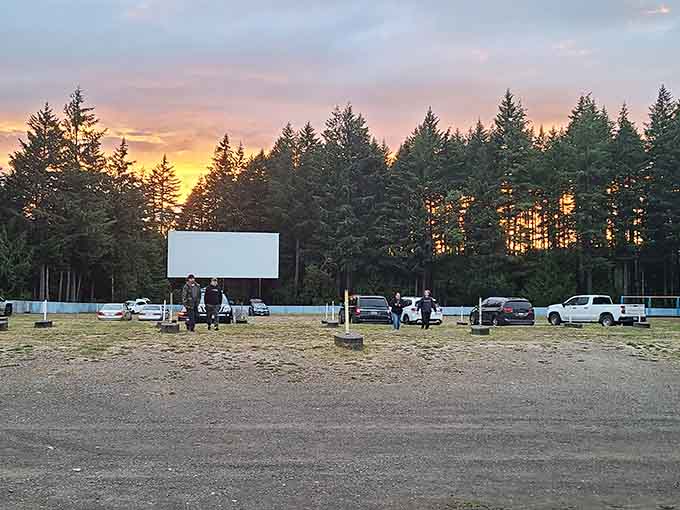 Golden hour at the drive-in hits different when nature provides the opening act free of charge.