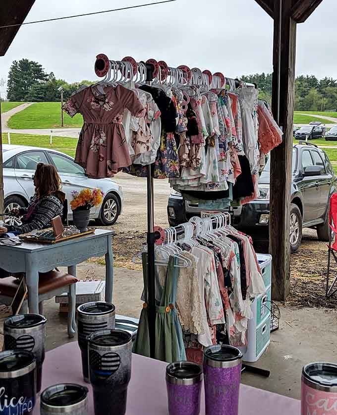 Floral patterns and soft fabrics hang ready for little ones, making grandparent gift-giving both easy and affordable.