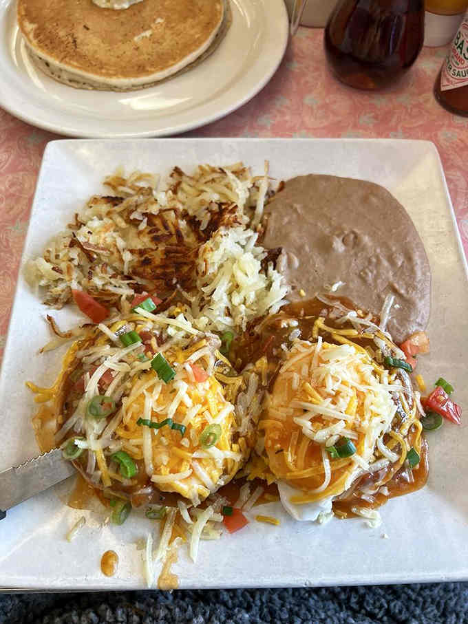 Mexican eggs benedict with hash browns that could convert even the most devoted pancake enthusiast to team savory.