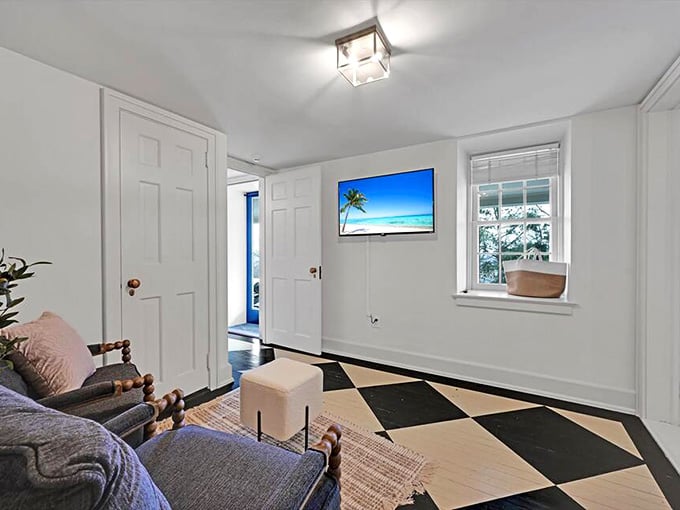 That checkerboard floor is giving serious chess tournament vibes, minus the intimidating grandmasters and ticking clocks.