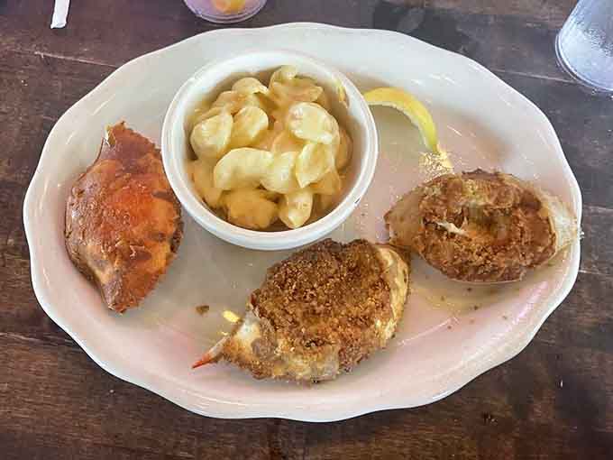 Those golden deviled crabs paired with mac and cheese create a comfort food symphony that would make your grandmother proud.