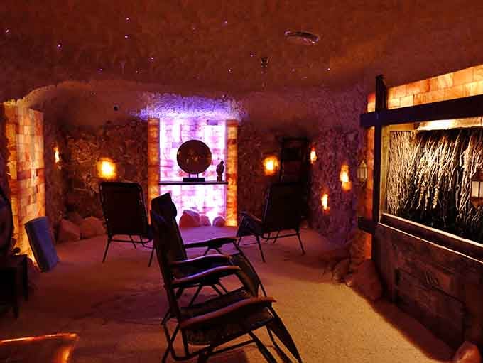 The soft lighting and salt-covered walls create an atmosphere so peaceful, your stress might actually file for unemployment.