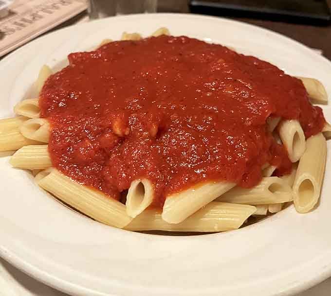 Even simple penne gets elevated when you're using Sarcone's bread to soak up every last drop of sauce.