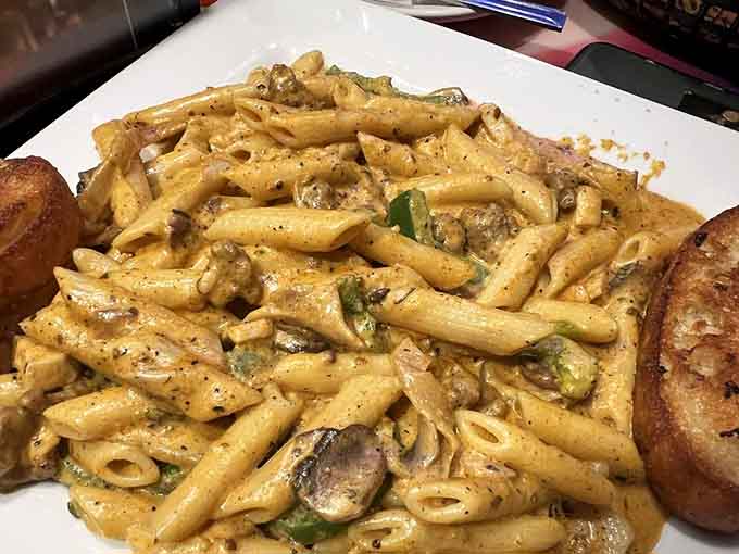 Pasta done right, with generous portions that prove comfort food doesn't need a cape to save the day.