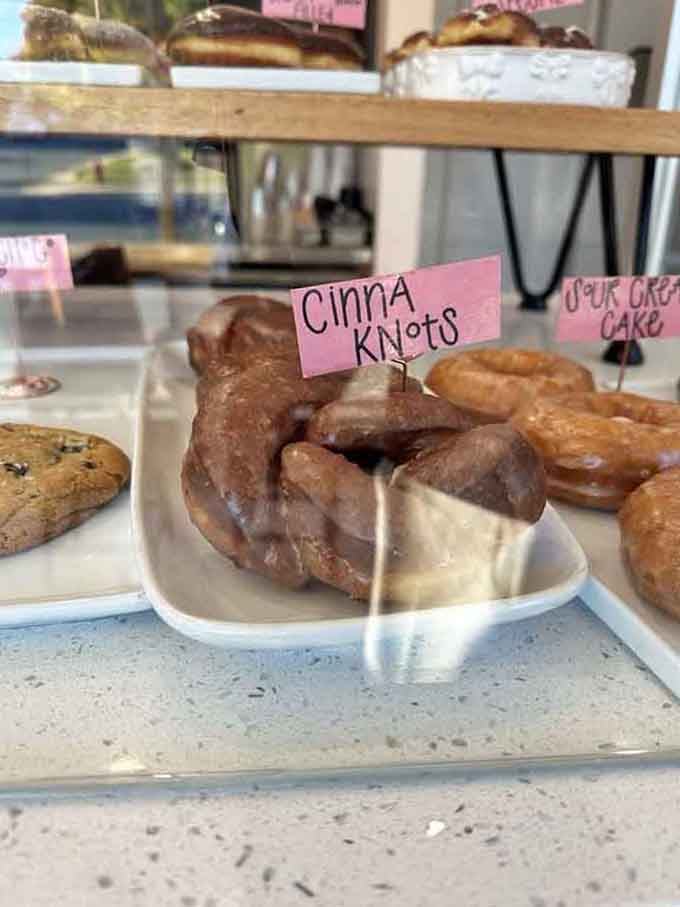 Cinnamon knots twisted to perfection and glazed just right make choosing difficult but rewarding.