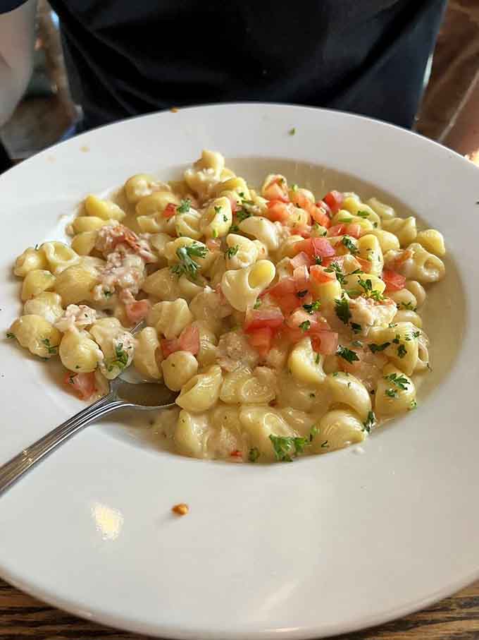 Lobster mac and cheese that makes you wonder why anyone bothers with the regular stuff anymore.