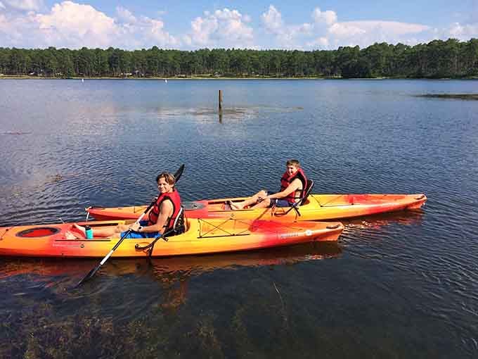 Kayaking these calm waters beats any gym membership, plus the scenery doesn't involve fluorescent lighting or motivational posters.