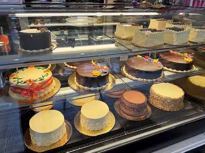 A rainbow of frosted delights fills this case like a candy store for grown-ups who appreciate real craftsmanship.