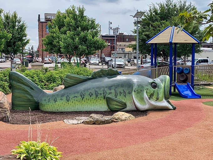 This giant fish sculpture is big enough to make your fishing stories seem almost believable by comparison.