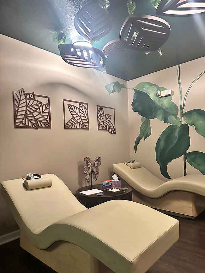 Contoured loungers in a tranquil space where adults can finally achieve that elusive thing called deep relaxation.