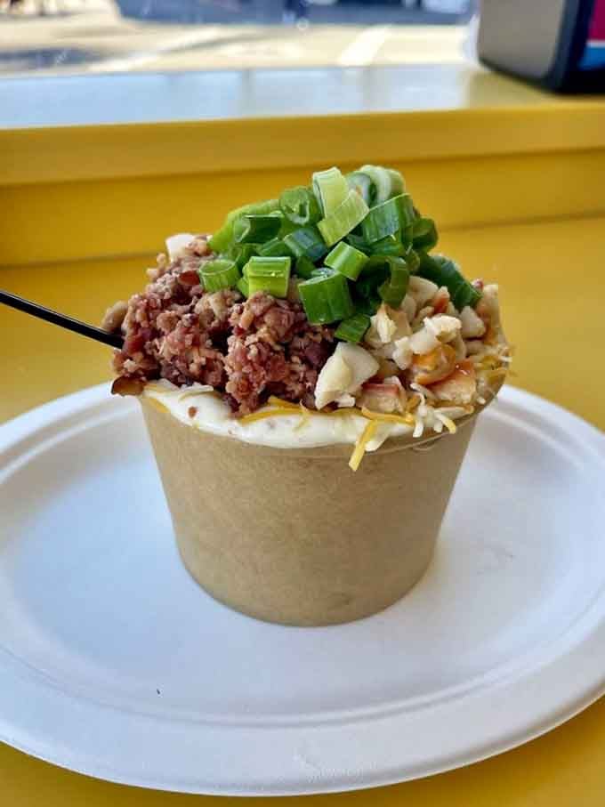 Loaded with clams, bacon, cheese, and green onions, this bread bowl is basically a full meal disguised as soup.
