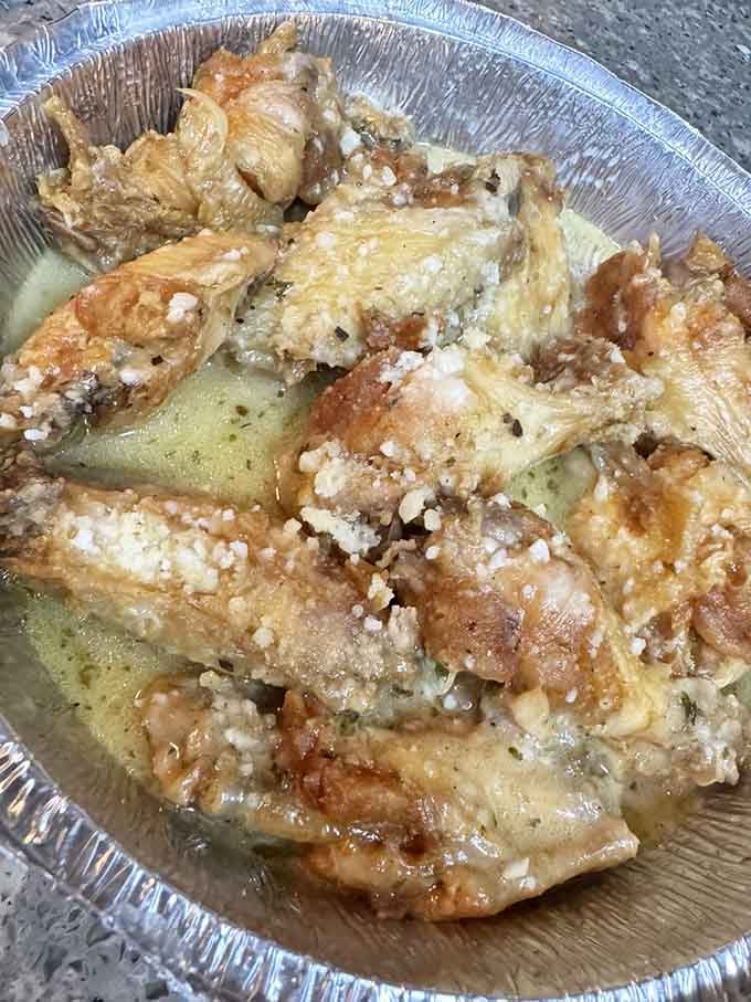 These wings got the scampi treatment and decided they were too fancy for the regular wing crowd now.