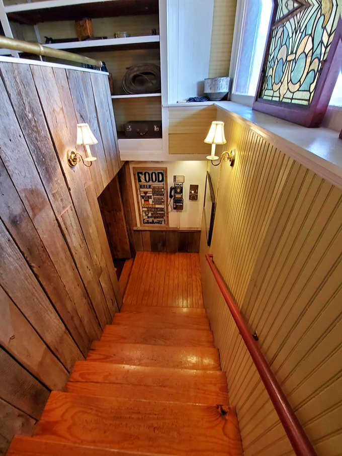 These stairs have creaked under countless footsteps since the 1800s, each one adding character you can't manufacture.