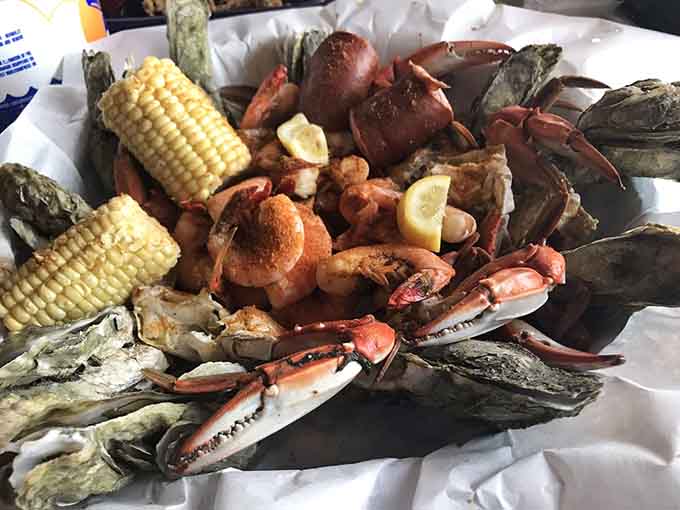 Corn, shrimp, potatoes, and crab claws together create a Low Country symphony that sings straight to your soul.