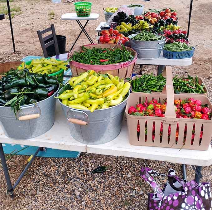 Fresh produce so colorful it looks like someone raided a farmer's Instagram feed and made it real.
