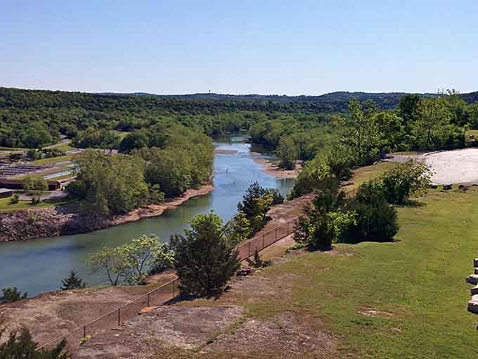 From this vantage point, the winding waterway looks like a Bob Ross painting come to life.