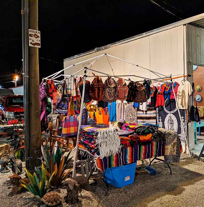 Colorful textiles and embroidered bags create a fiesta for your eyes before you even check the price tags.