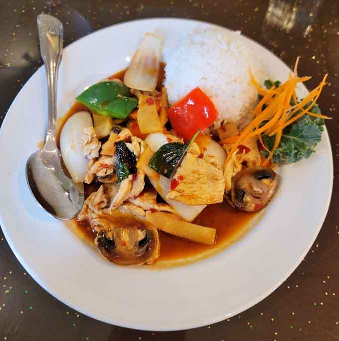 Spicy basil chicken with rice that'll make you forget every boring lunch you've ever had at your desk.