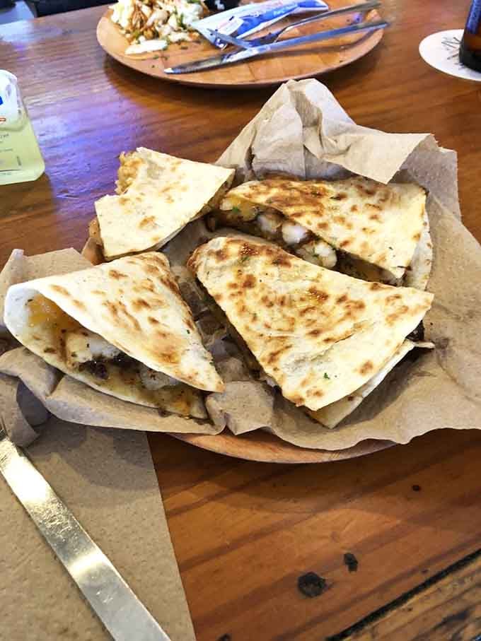 Shrimp quesadillas that look this golden and cheese-filled should probably come with a warning label about delicious addiction.
