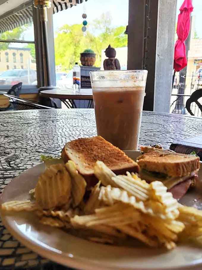 Golden toasted perfection paired with crispy chips, because even bookworms need fuel for their literary adventures ahead.