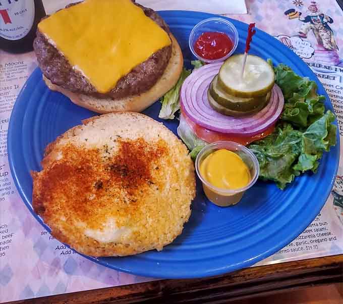 Even the cheeseburger gets the royal treatment here, served alongside a side that's almost stealing the spotlight.