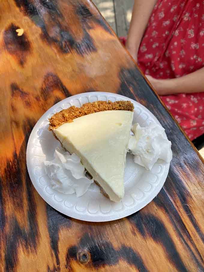 Key lime pie with a graham cracker crust that understands its assignment: be delicious and disappear quickly.