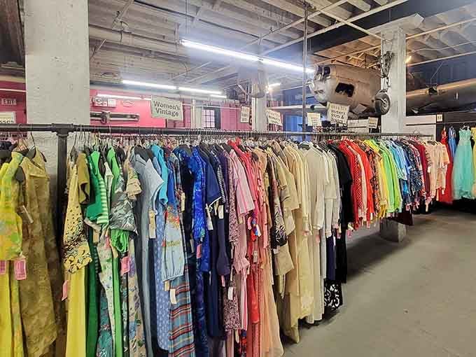 Endless racks stretching into the distance, each hanger holding potential wardrobe gold waiting to be discovered.