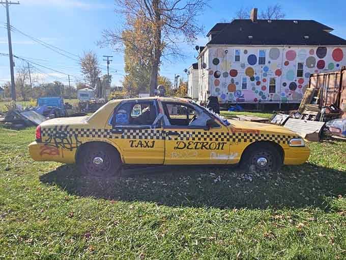 This retired taxi has found its final fare: becoming a rolling canvas that celebrates Detroit's resilient spirit.
