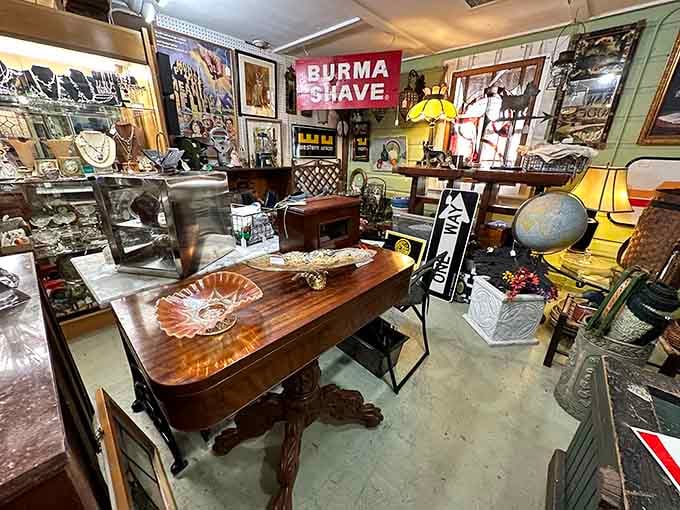 Burma Shave signs and vintage globes, because your living room deserves better than IKEA.