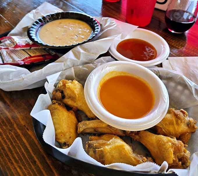 Wings and chowder together make about as much sense as it needs to when you're this hungry.