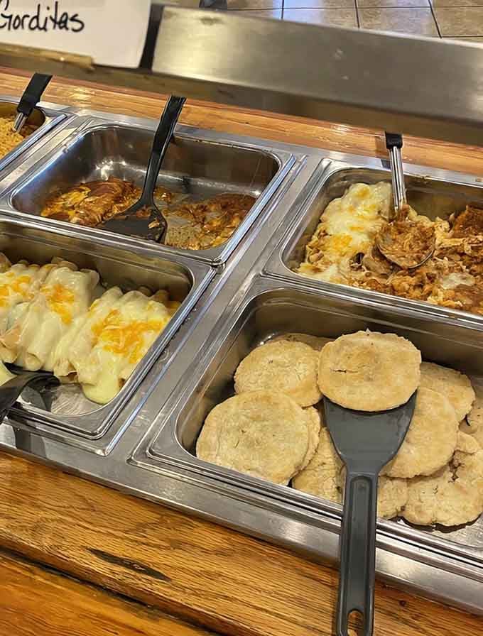 Enchiladas, casseroles, and gorditas living together in perfect harmony, like a delicious United Nations of comfort food.